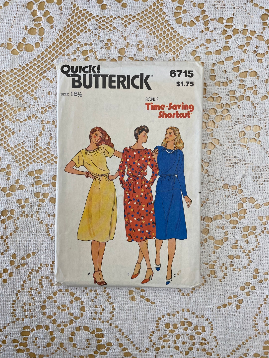 Butterick Pattern 6715 (1980s) Half Size Dress, Top, Belt and Skirt - Etsy