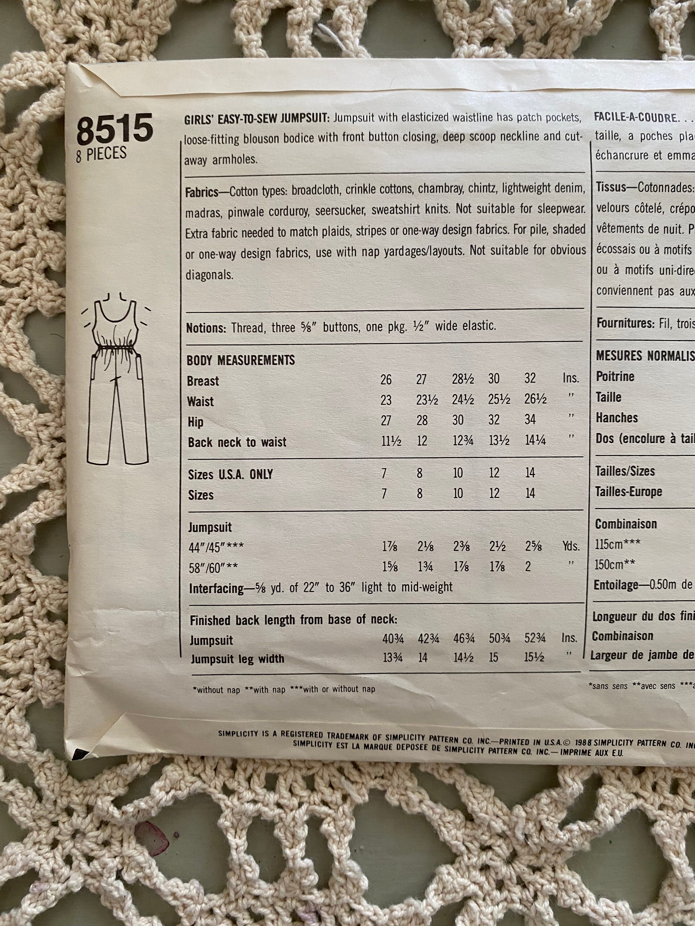 Simplicity Super Saver Pattern #8515 Girls' Easy to Sew Jumpsuit UNCUT - Etsy