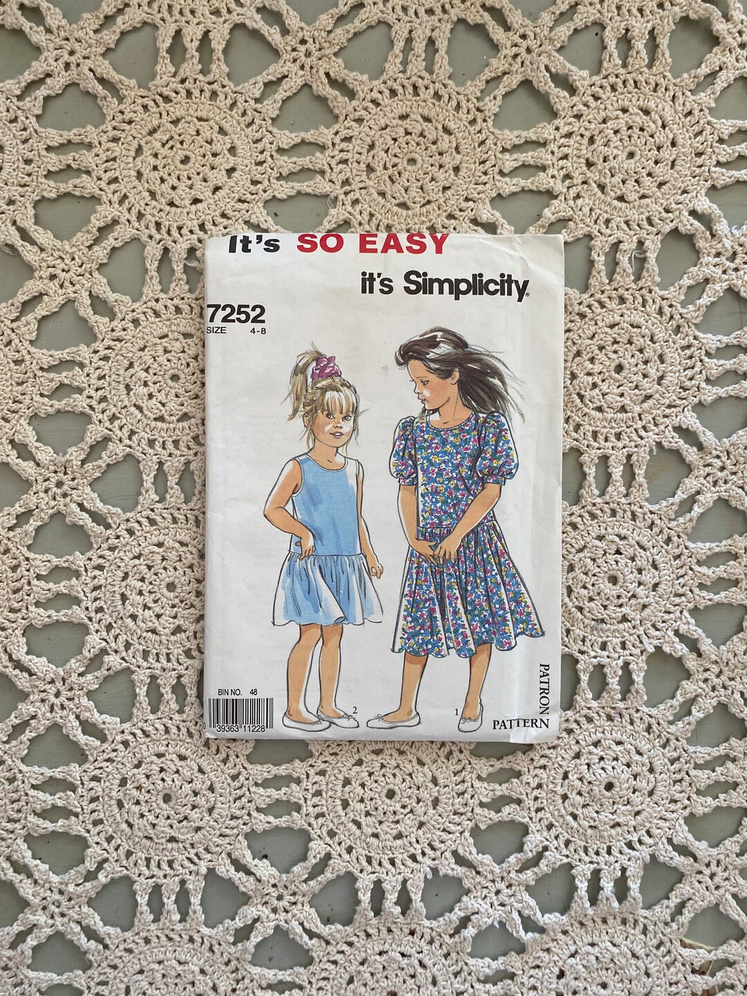 Simplicity Pattern #7252 (1991) Children's Dresses UNCUT - Etsy