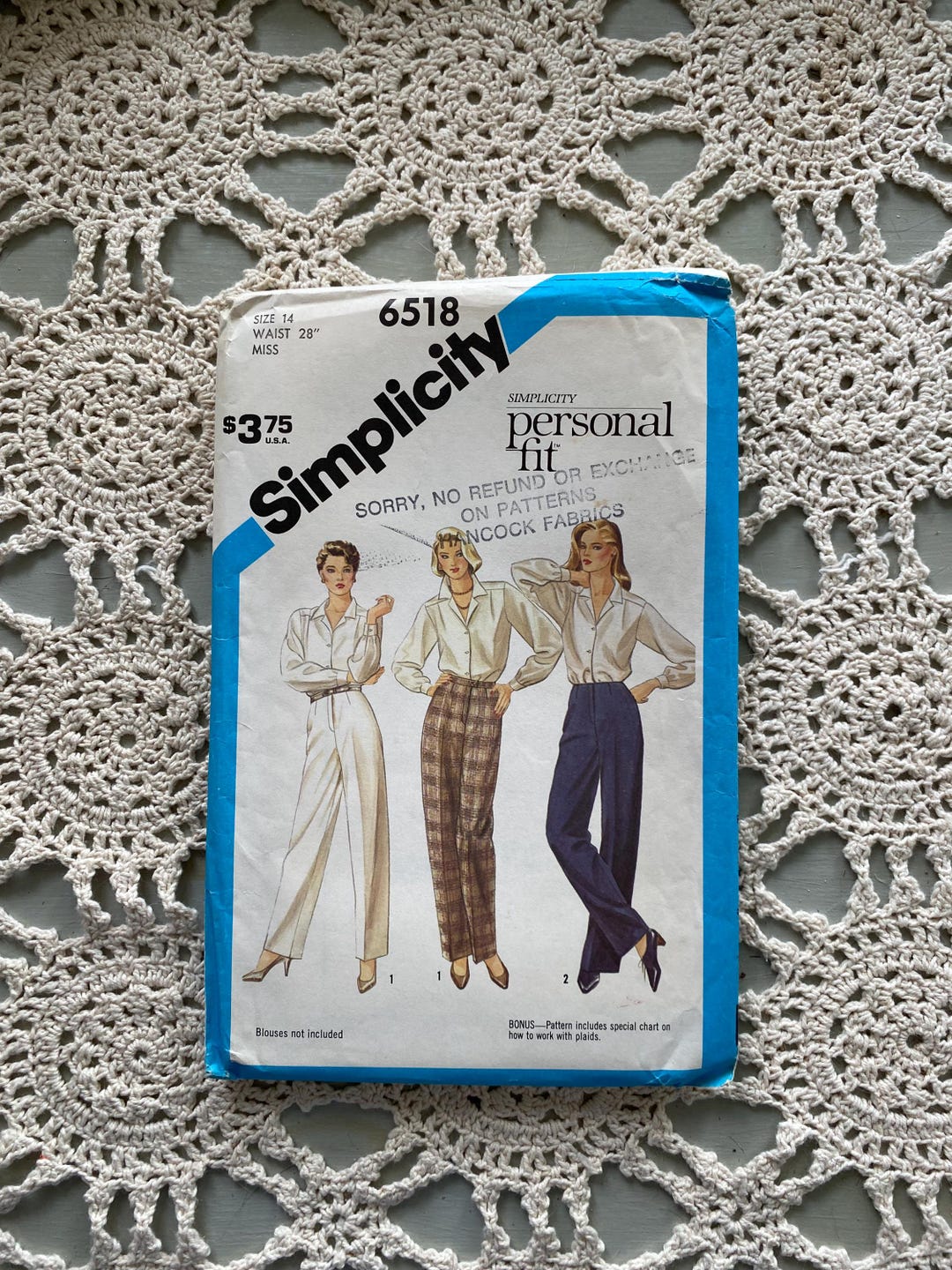 Simplicity Pattern #6518 (1984) Misses' Proportioned Pants UNCUT - Etsy