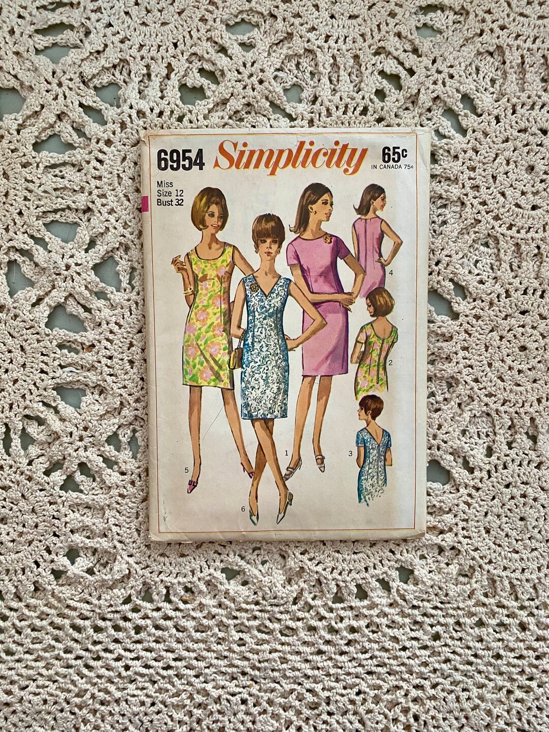 Simplicity Pattern #6954 (1966) Misses' One-piece Dress With Three ...