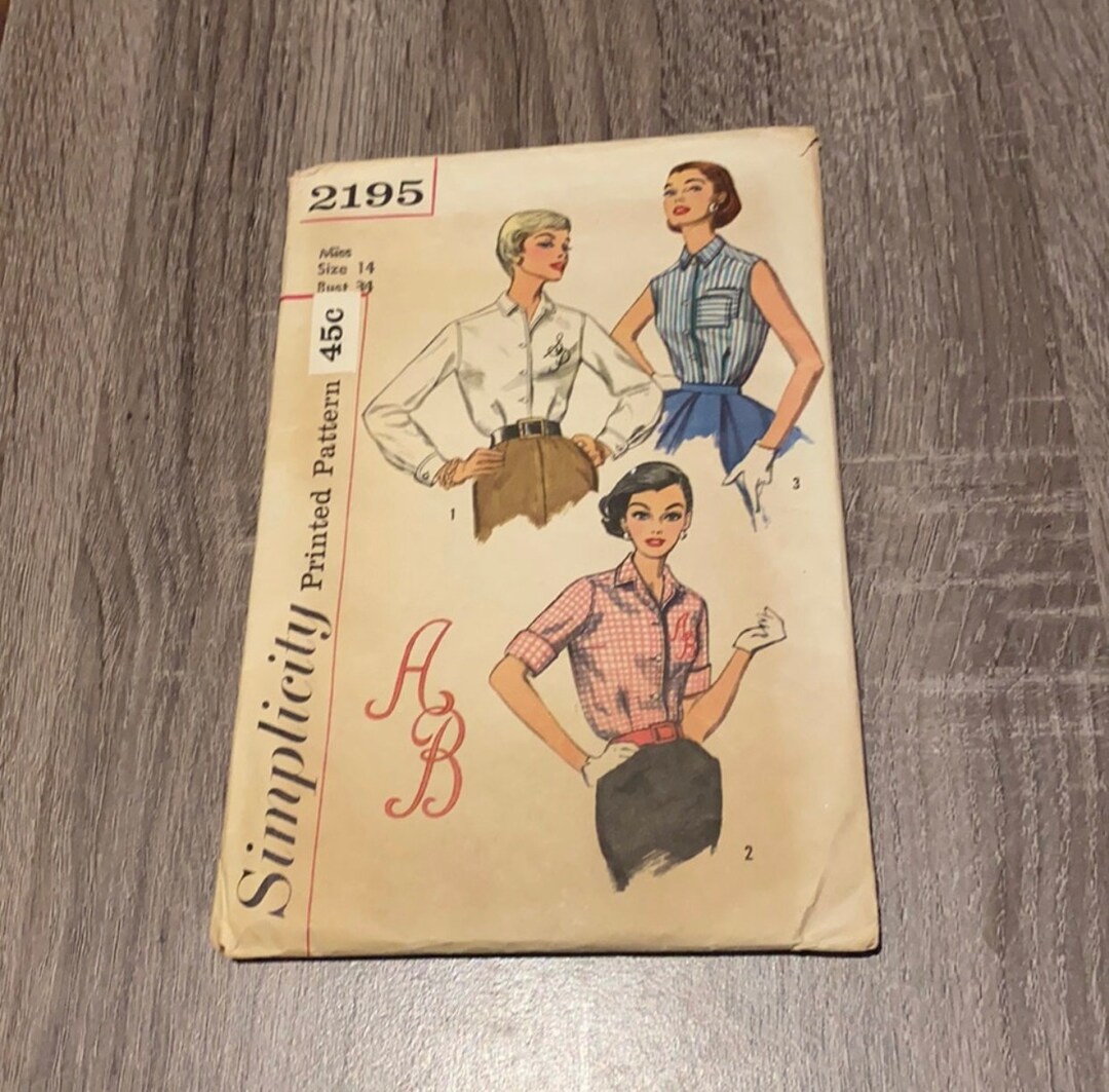 Simplicity Pattern 2195 (1957) Blouse - Etsy