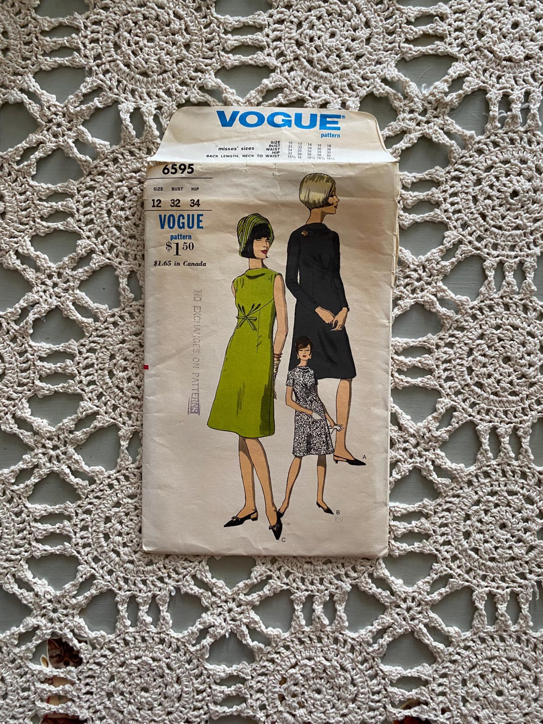 Vogue Pattern #6595 (1967) One-piece Dress - Etsy
