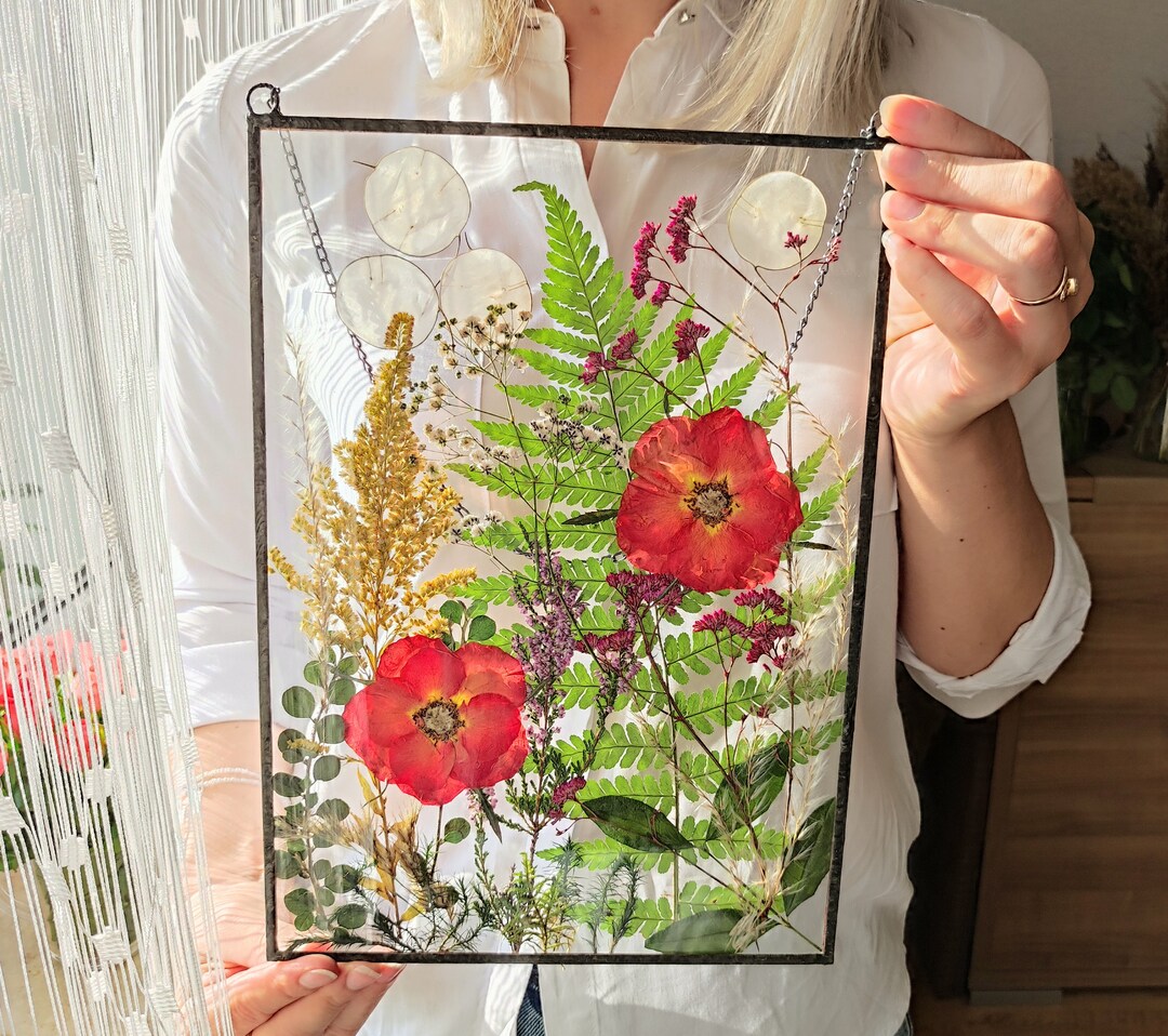 Large Pressed Flower Frame Wall Decor Botanical Art Pressed - Etsy