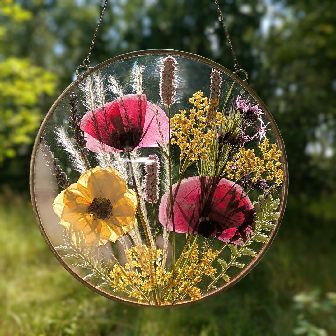 Pressed Flower Art, Pressed Flower Frame, Real Rose, Real Poppy ...