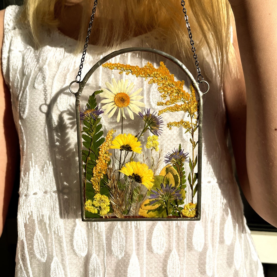 Suncatcher, Pressed Flower Art, Botanical Home Decor, Original and ...