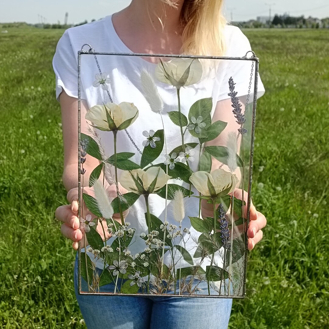 Pressed Flower Art Stained Glass Frame Pressed Flower Frame - Etsy