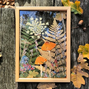 Botanical Art in Wooden Frame, Large Pressed Flower Frame, Hanging ...