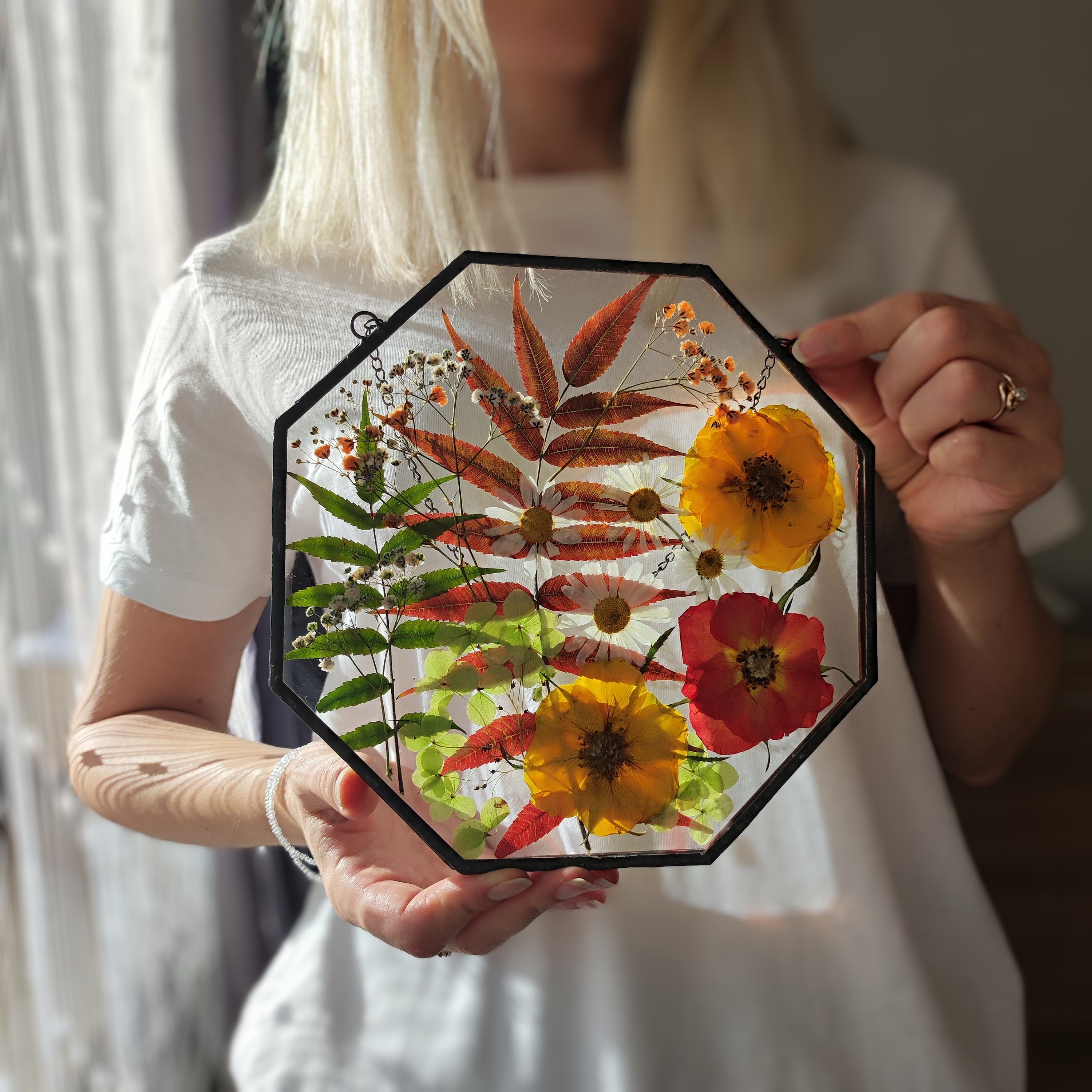 Large Pressed Flower Frame Wall Decor Botanical Art Pressed - Etsy