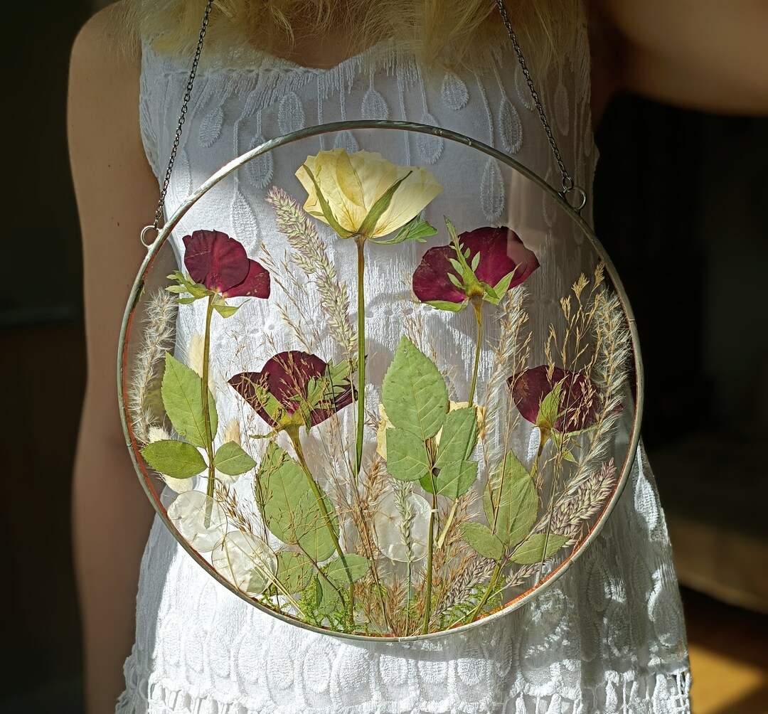 Large Pressed Flower Art, Wall Decor, Botanical Art, Pressed Flower Art ...