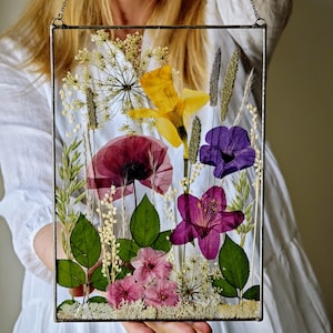 Pressed Flower Art Large Frame, Real Wildflower Art Frame, Hanging ...