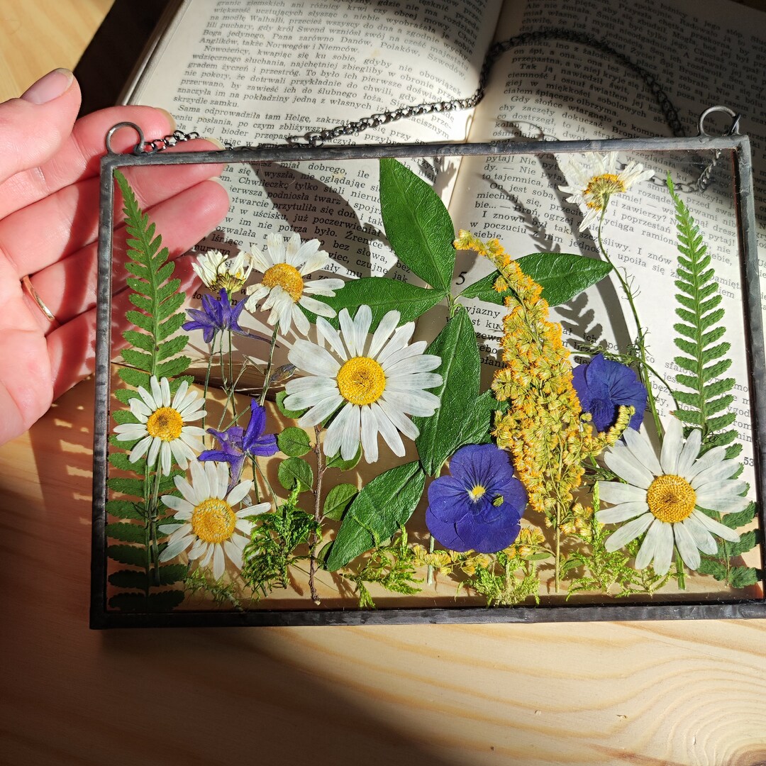 Pressed Flower Art, Pressed Flower Frame, Botanical Dried Pressed ...