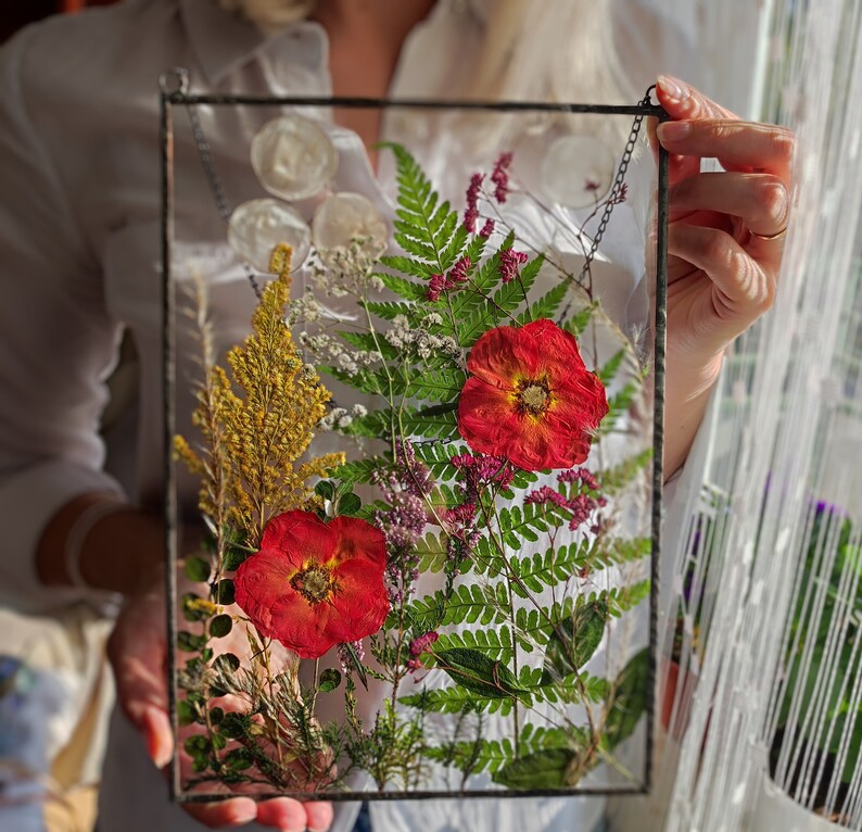 Large Pressed Flower Frame Wall Decor Botanical Art Pressed - Etsy