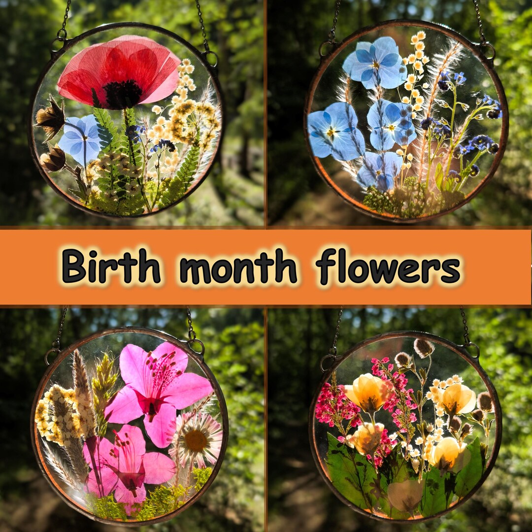 Pressed Birth Flower Art: Custom Botanical Decor, Birthday Gift - Etsy