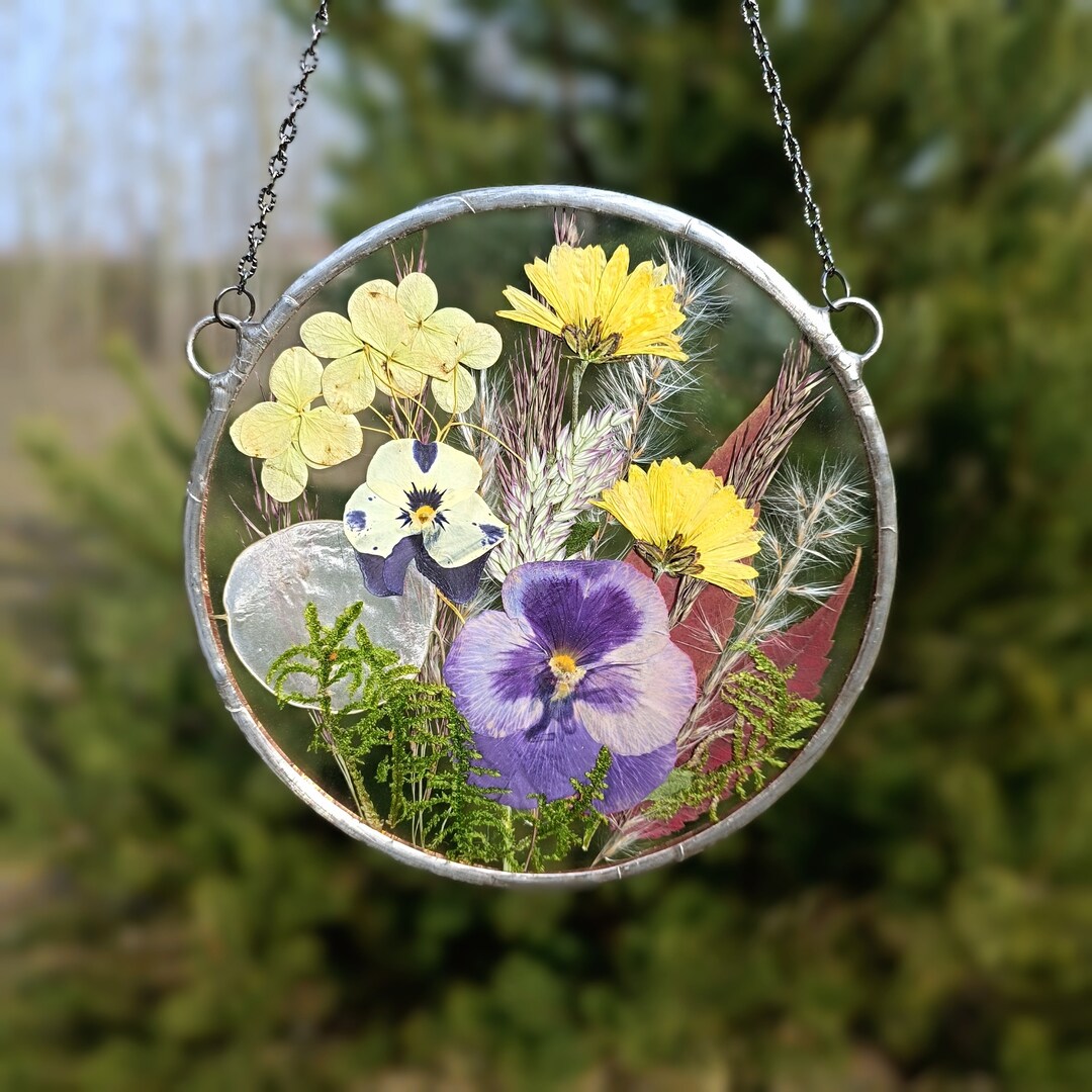 Botanical Dried Pressed Flower Frame, Hanging Wall Art, Pressed Flower ...