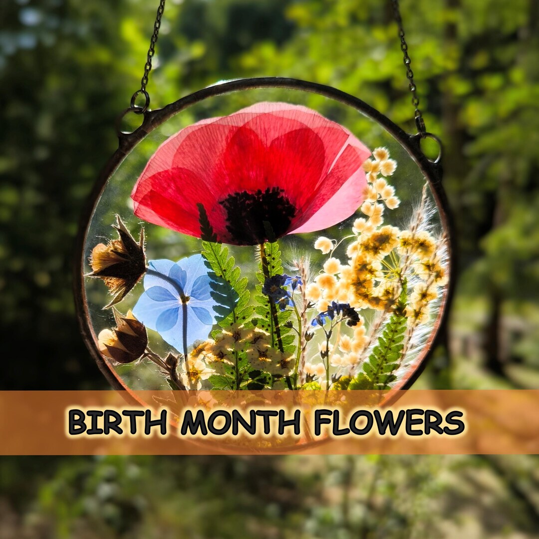 Pressed Birth Month Flower Art: Personalized Botanical Decor - Etsy