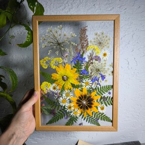 Botanical Art in Wooden Frame, Large Pressed Flower Frame, Pressed ...