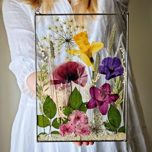 Pressed Flower Art Large Frame, Real Wildflower Art Frame, Hanging ...