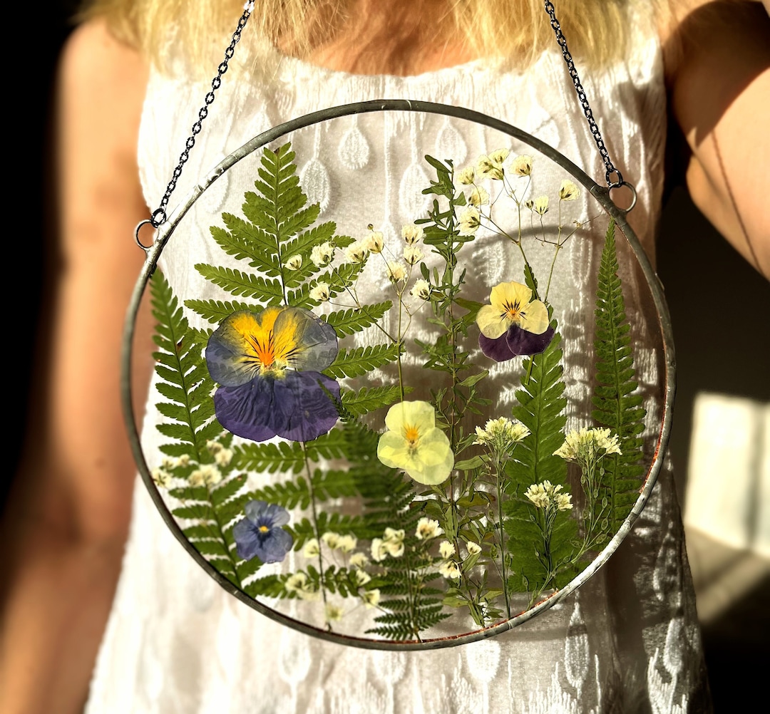 Large Pressed Flower Frame, Wall Decor, Botanical Art, Pressed Flower ...