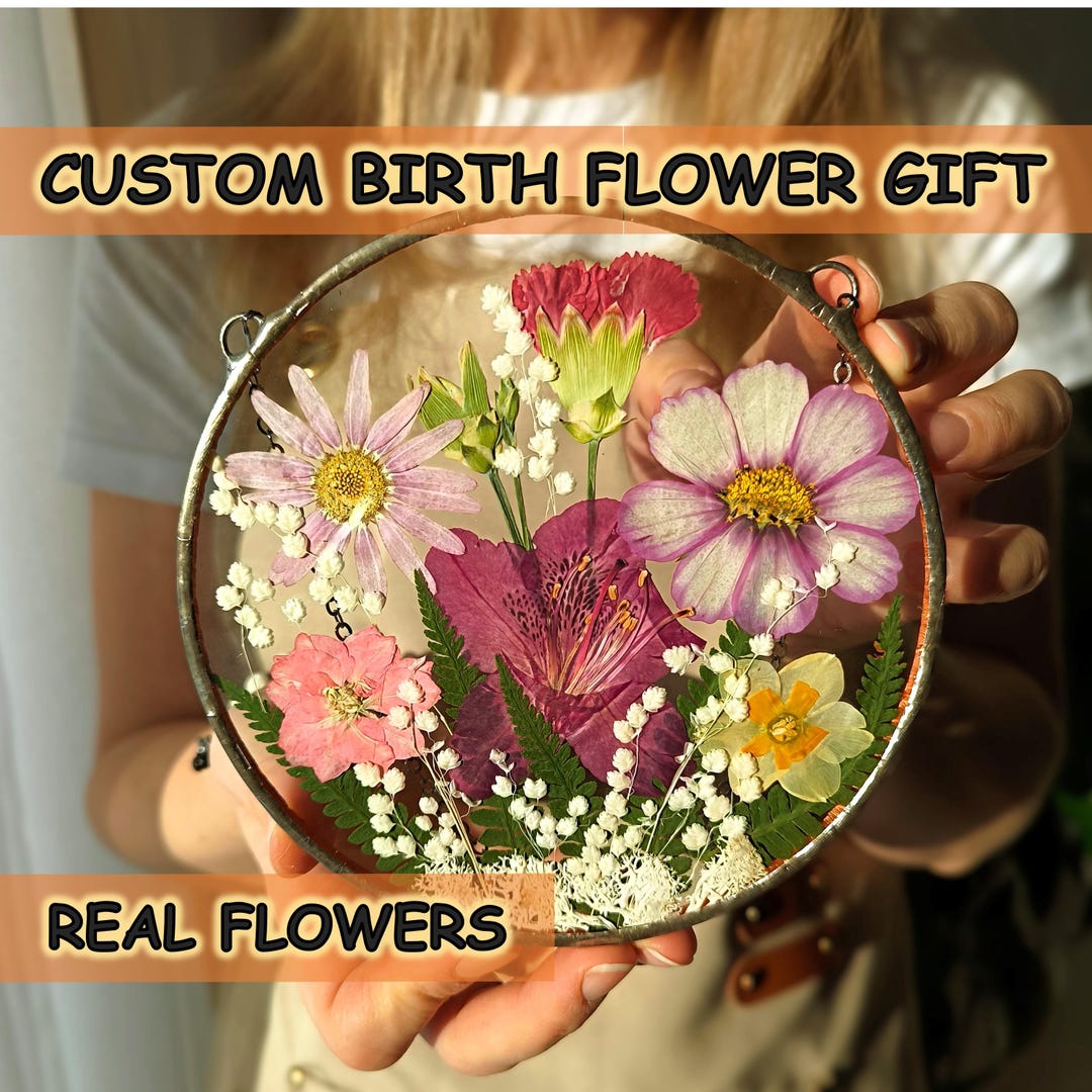 Personalized Birth Flower Bouquet Custom Real Flower Frame, Perfect ...