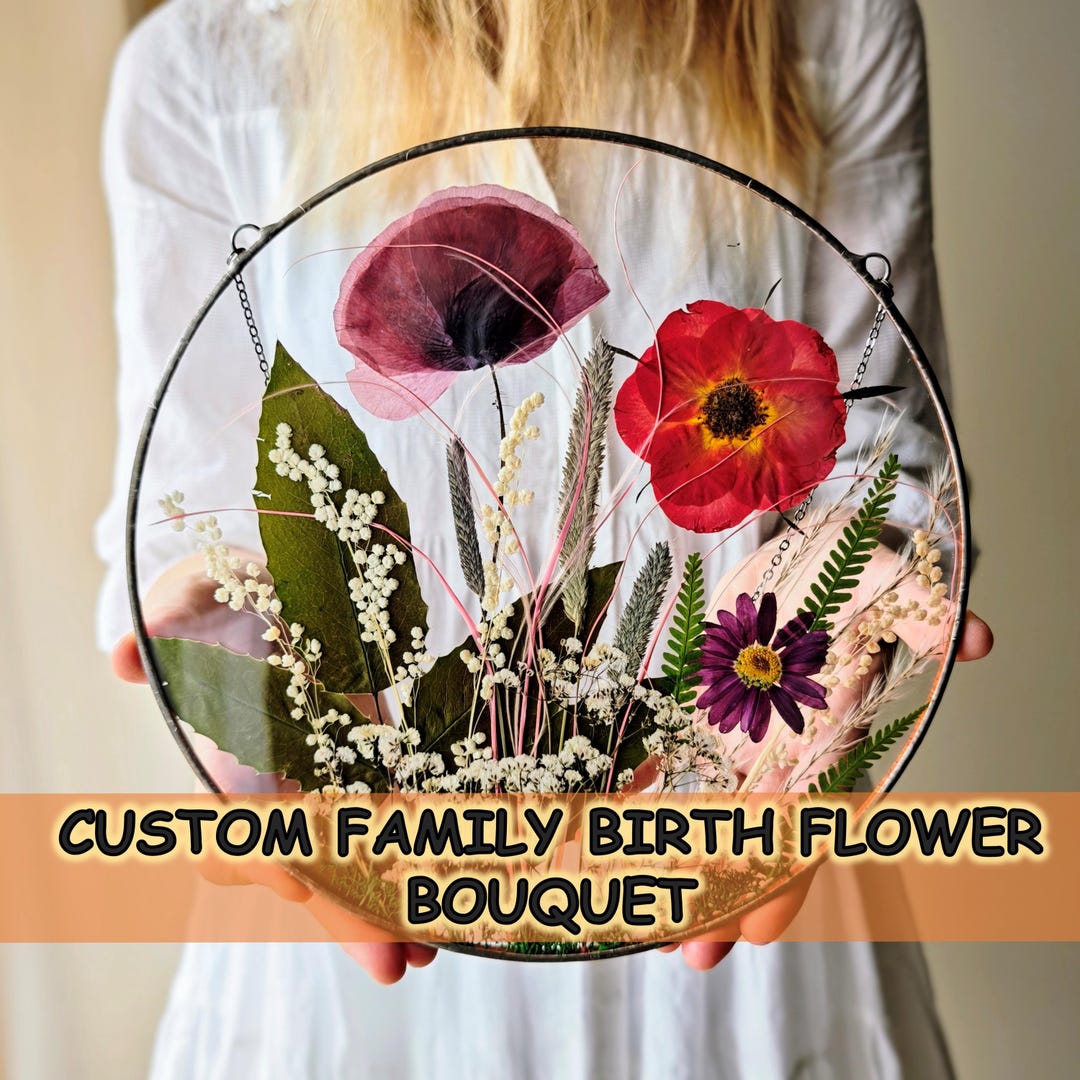 CUSTOM BIRTH FLOWER Family Bouquet, Personalised Birth Flower Gift ...