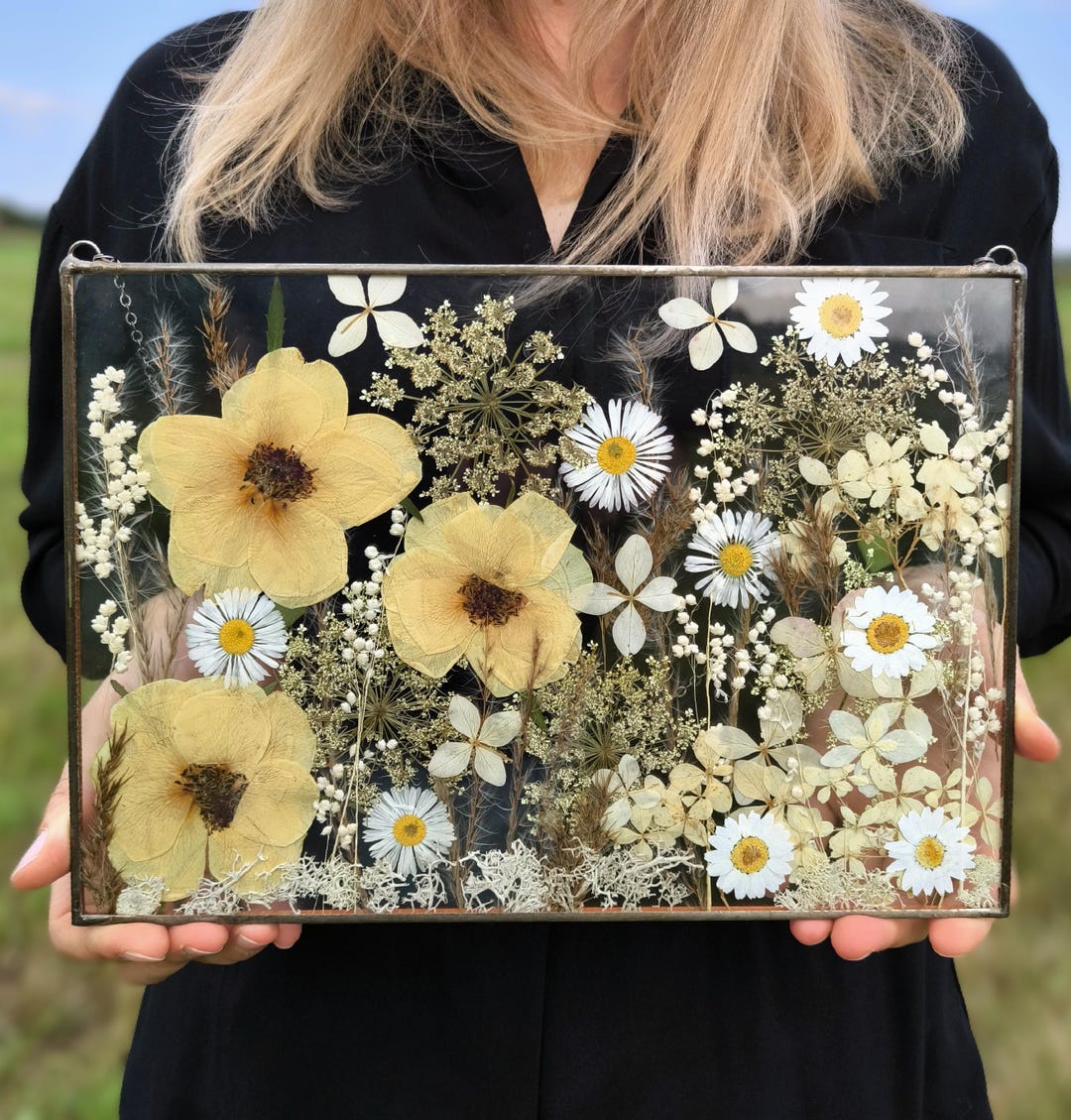 Pressed Flower Frame in Boho Style Christmas Gift Original Artwork With ...