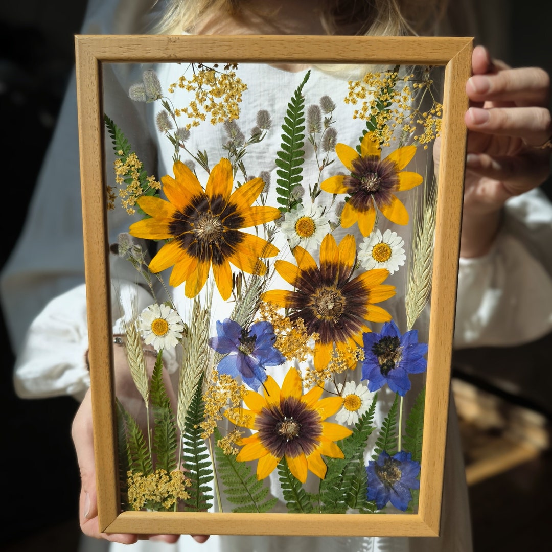 Original Artwork - Real Flower in Frame, Botanical Art, Large Pressed ...