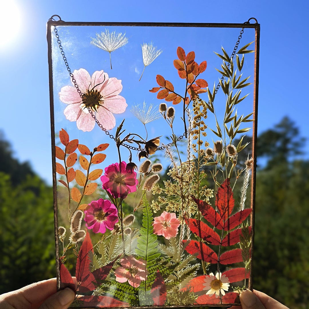 Large Pressed Flower Frame With Pressed Wildflowers, Botanical Birthday ...