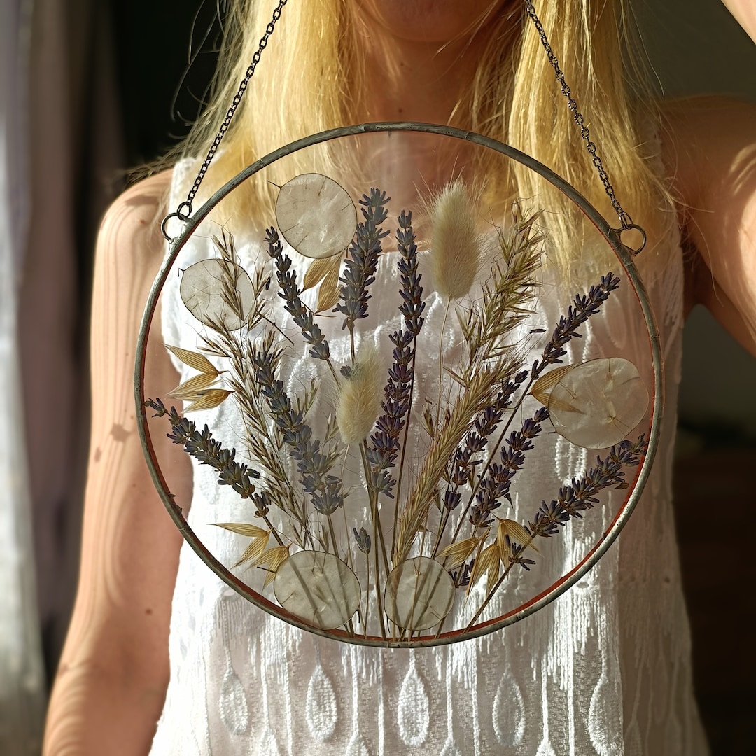Pressed Lavender Flower Frame: Botanical Stained Glass Wall Art - Etsy