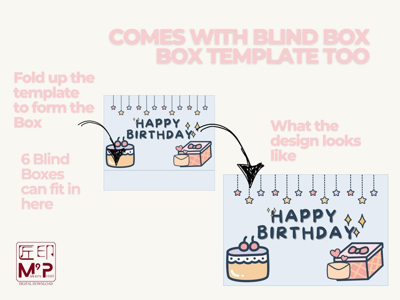 DIY Birthday Blind Box Template: Printable Mystery Gift Bag (digital ...