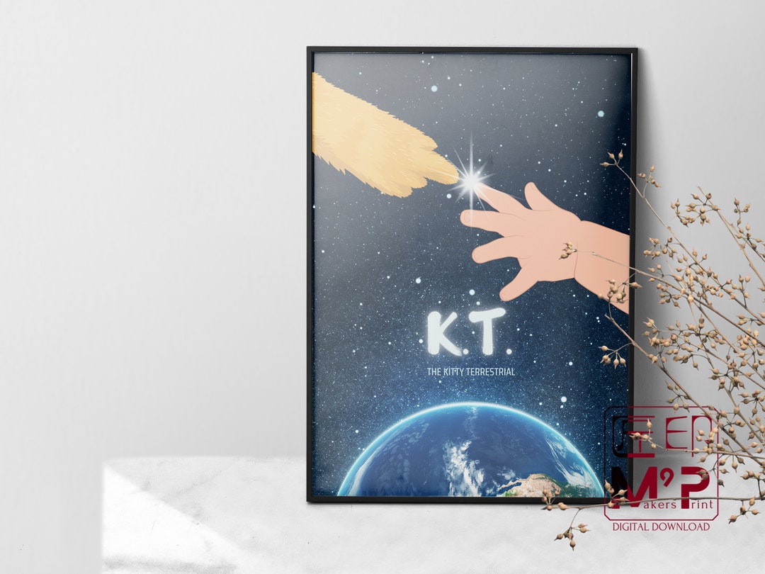 ET Movie Parody: Alien Cat Art, Cat Paw Print, Funny Cute Digital Art ...