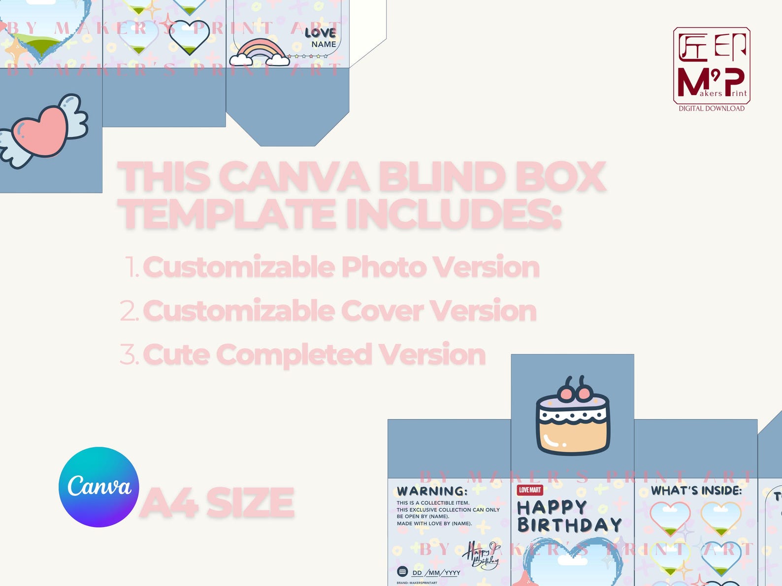 DIY Birthday Blind Box Template: Printable Mystery Gift Bag (digital ...