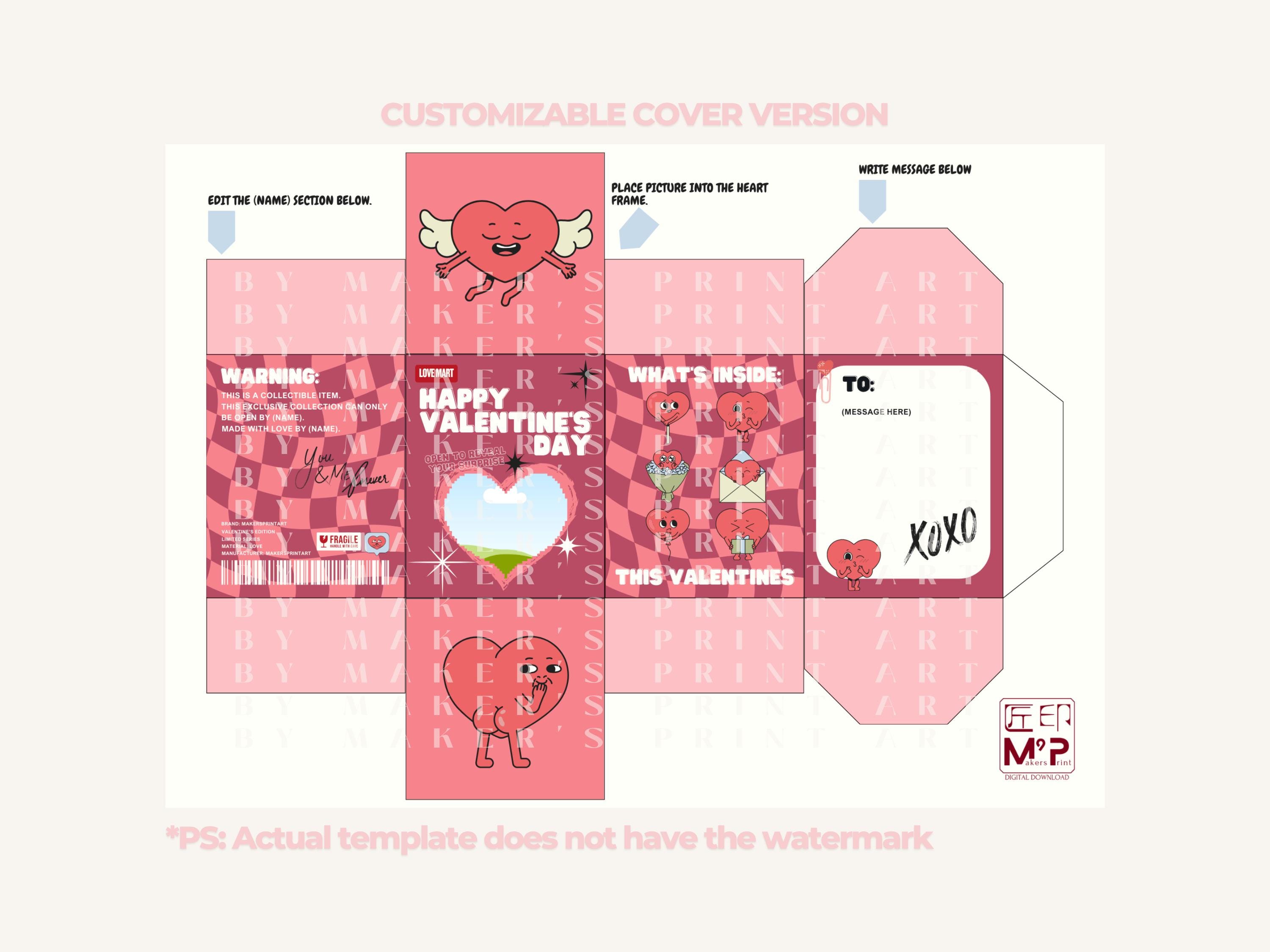 Valentine Blind Box Template, DIY Valentine's Day Gift, Personalized ...