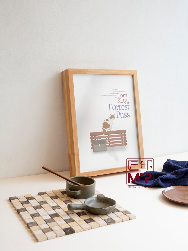Calico Cat 'forrest Gump' Parody Art Print: Funny Movie Poster (digital ...