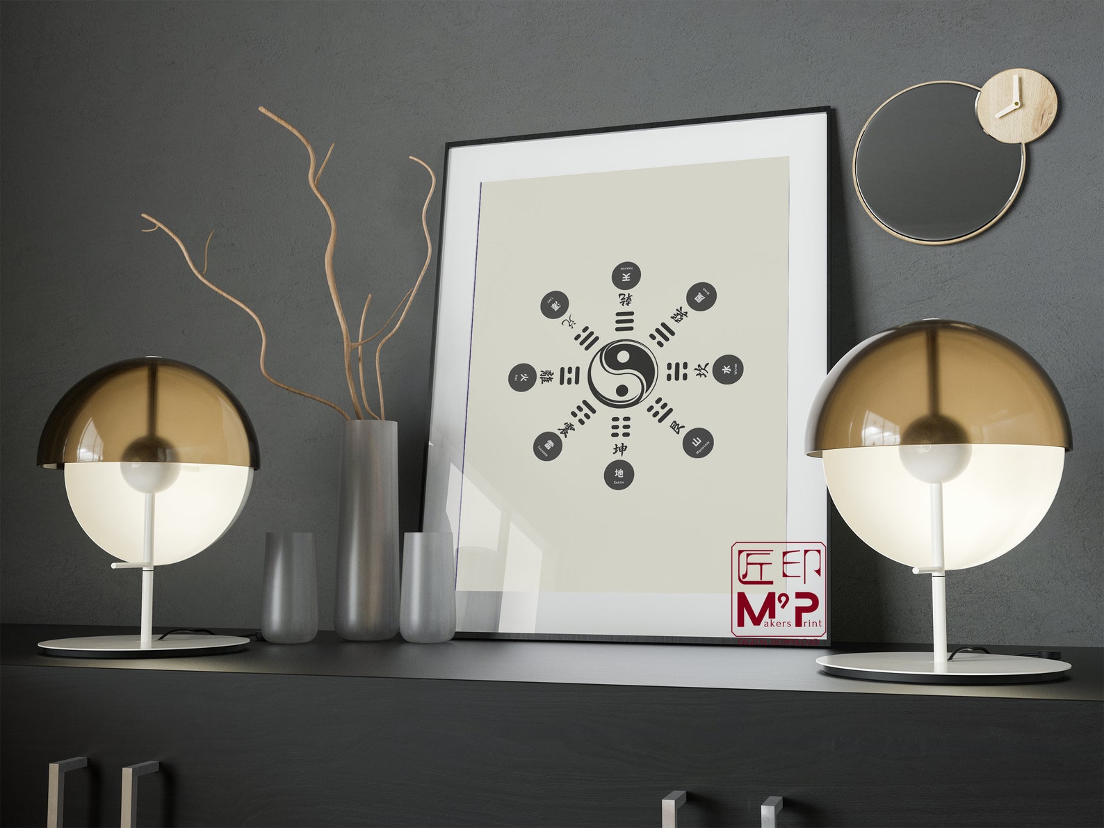 Feng Shui Yin-yang Bagua I-ching Chart, Digital Wall Art Printable ...