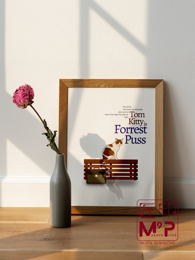 Calico Cat 'forrest Gump' Parody Art Print: Funny Movie Poster (digital ...