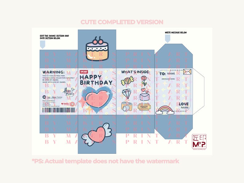 DIY Birthday Blind Box Template: Printable Mystery Gift Bag (digital ...