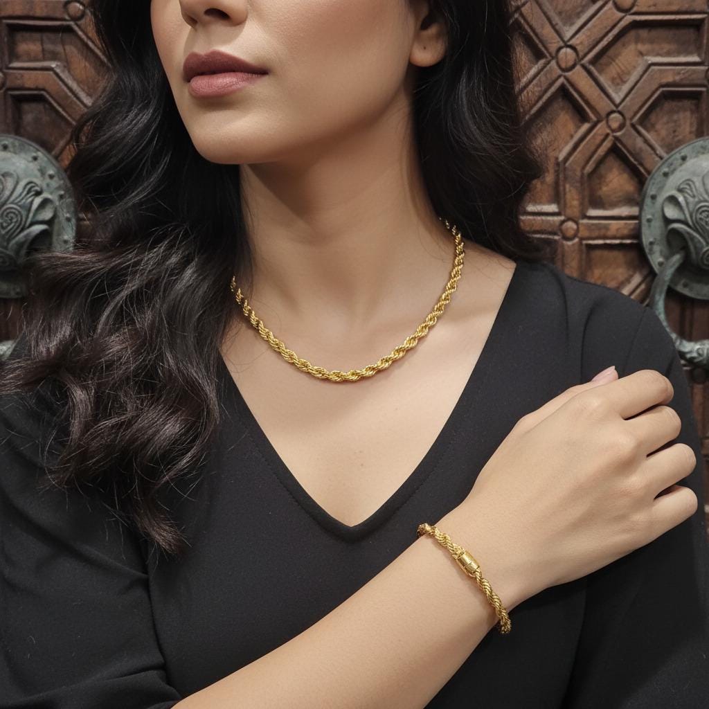 22K Yellow Gold-finish Rope Chain, Necklace Chain - Etsy