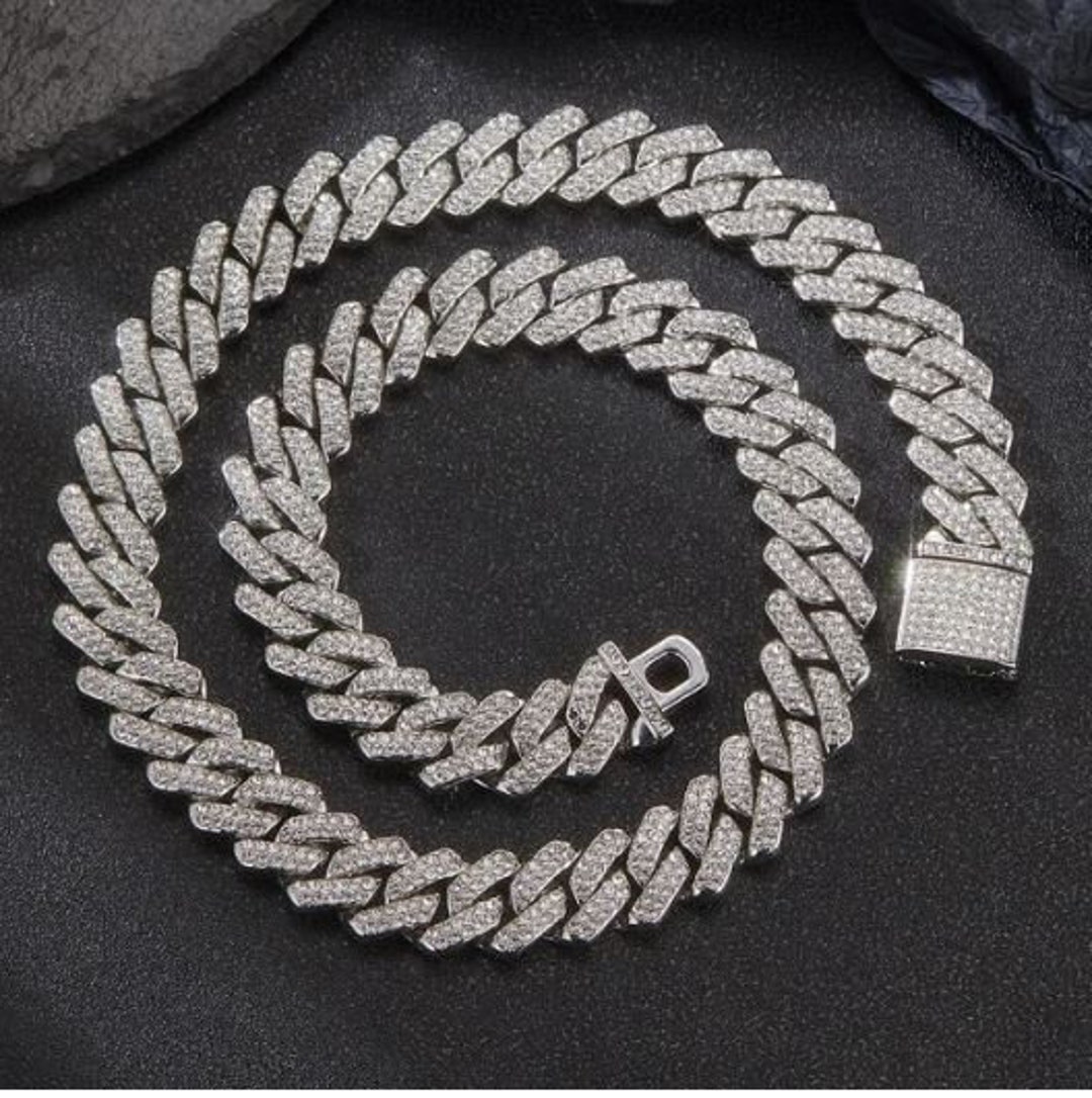 80.0CTW 1MM Moissanite Cuban Chain, Moissanite Cuban,20 Inches VVS ...