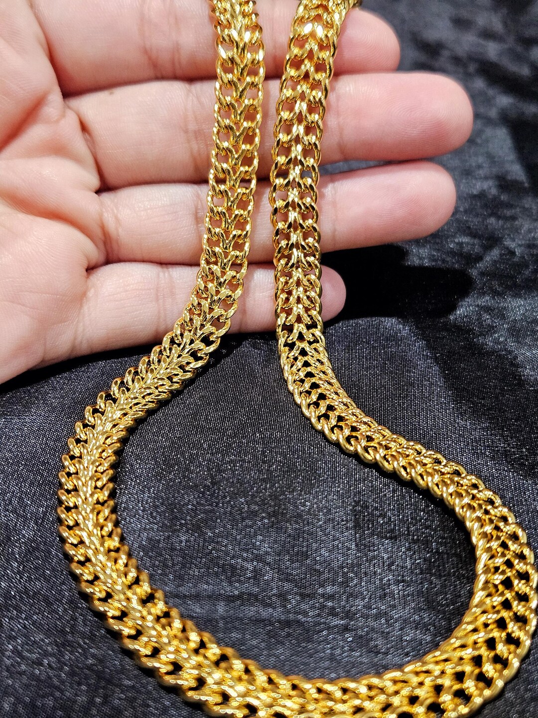 18k Yellow Gold Filled Cuban Chain Necklace,yellow Gold Filled Chain ...
