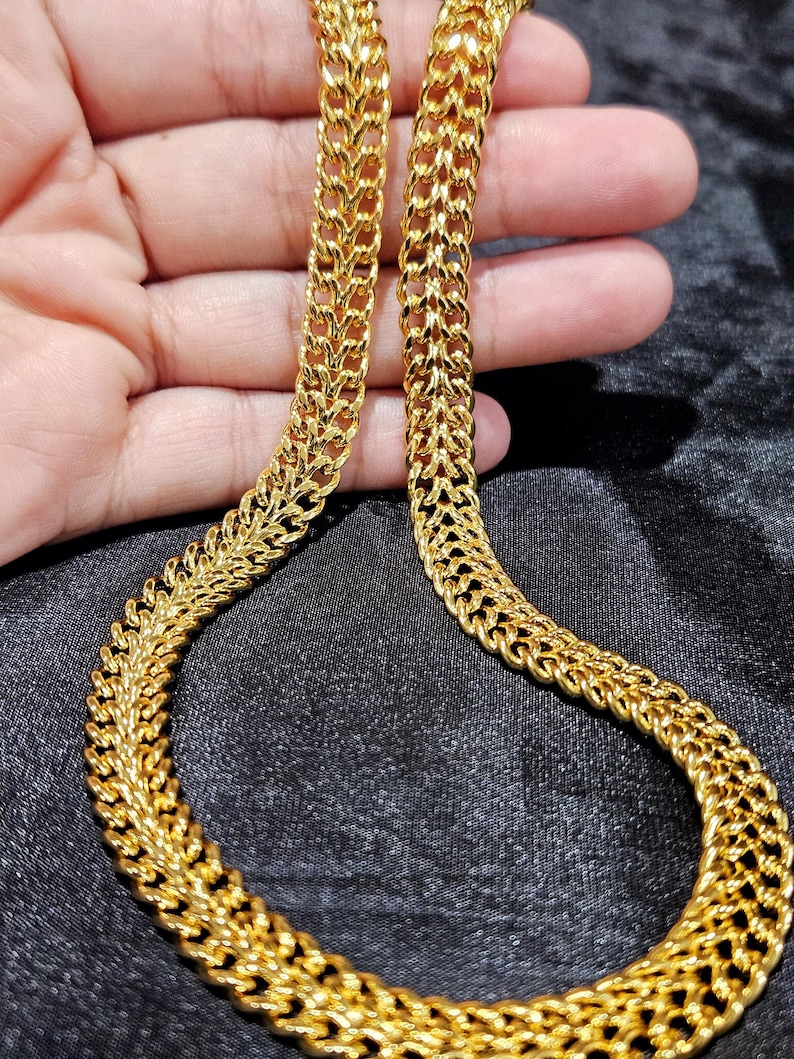 18k Yellow Gold Finish Cuban Link Chain Necklace (9mm)/60cm - Etsy New ...