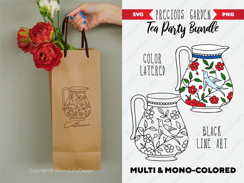 Precious Garden Tea Party Bundle SVG: Tea Set Clipart, Teacup Svg ...