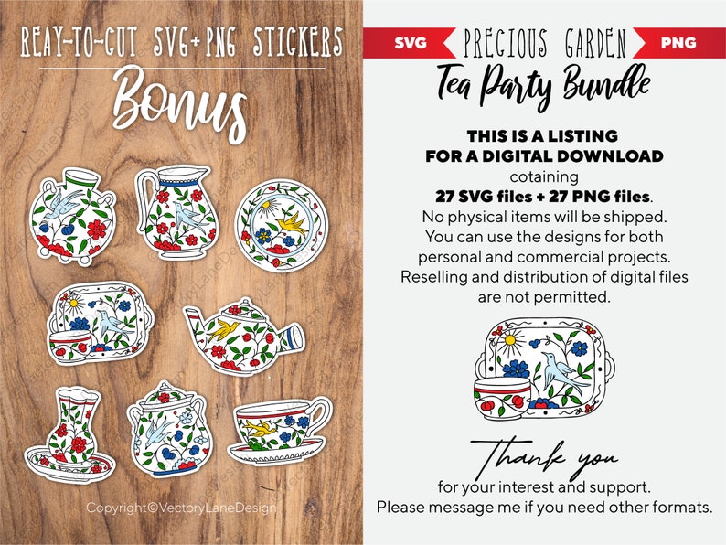 Precious Garden Tea Party Bundle SVG: Tea Set Clipart, Teacup Svg ...