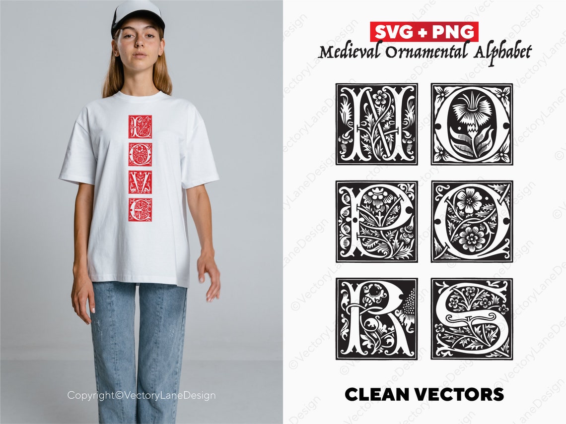 Medieval Illuminated Alphabet SVG: Gothic Monogram Letters (commercial ...
