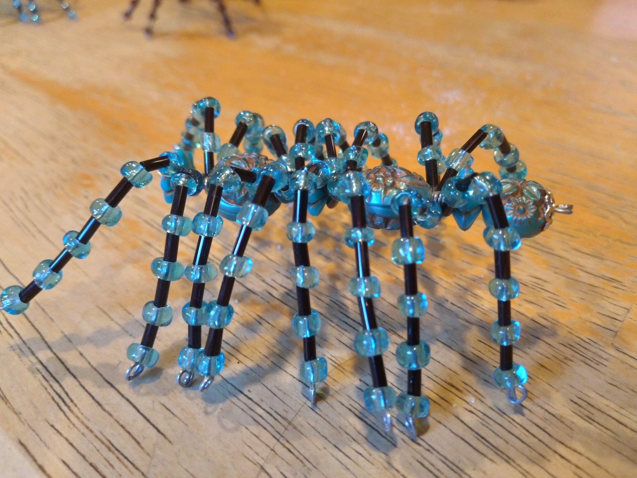 Beaded Blue and Black Centipede With 16 Legs, Fun Beaded Bug, Beaded ...