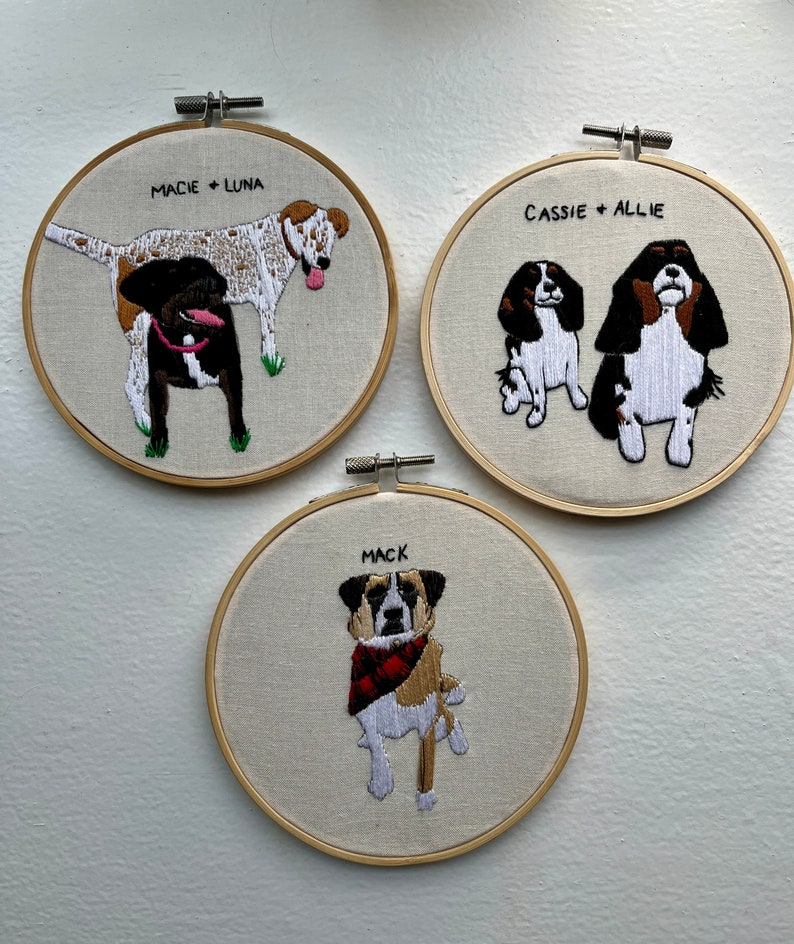 Customized Hand Embroidered Dog Portraits - Etsy