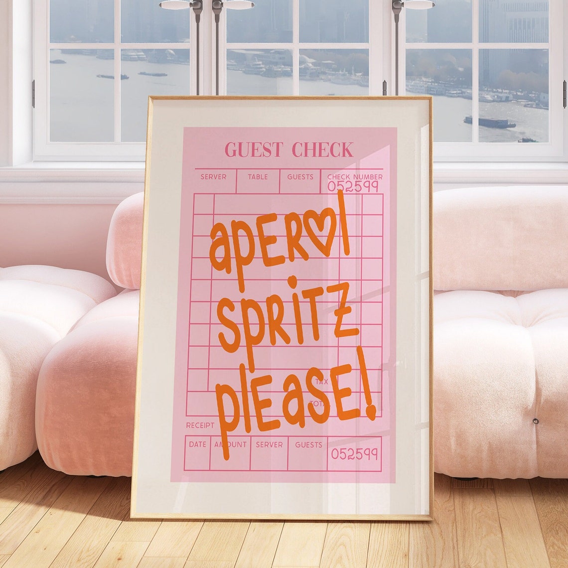 Aperol Spritz Please Guest Check Print Cocktail Art Bar Cart Wall Art ...
