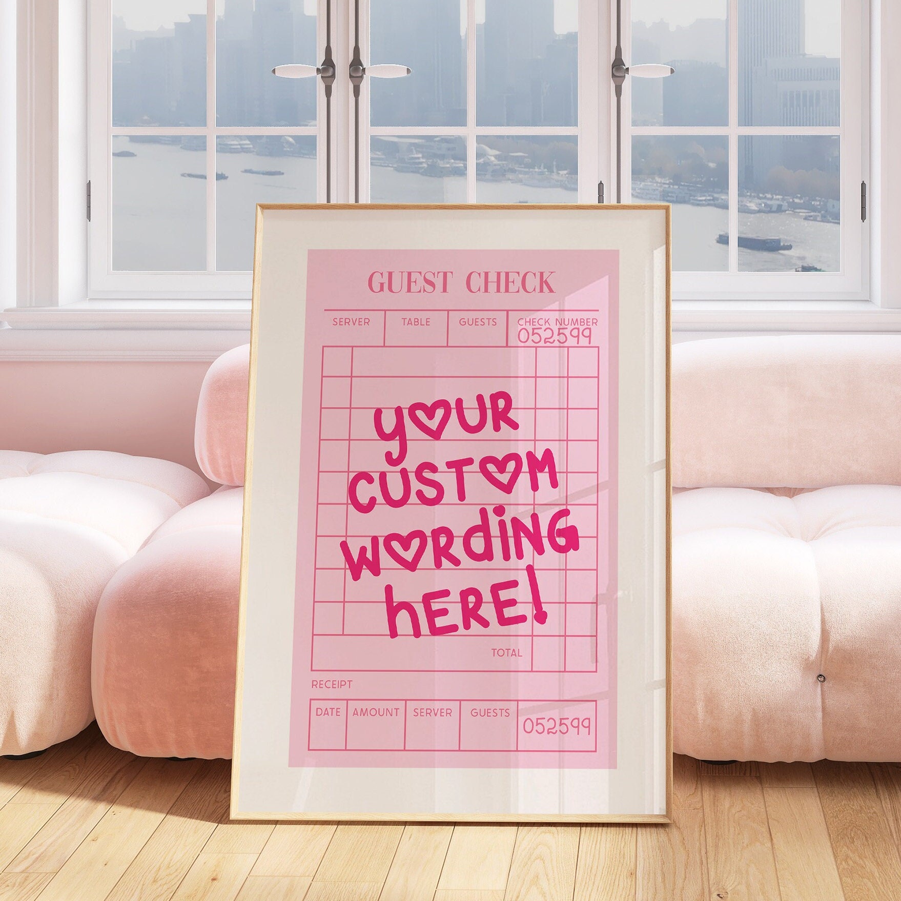 Custom Guest Check Print Wall Art Trendy College Dorm Decor Wall Art Poster Printable Wall Art ...