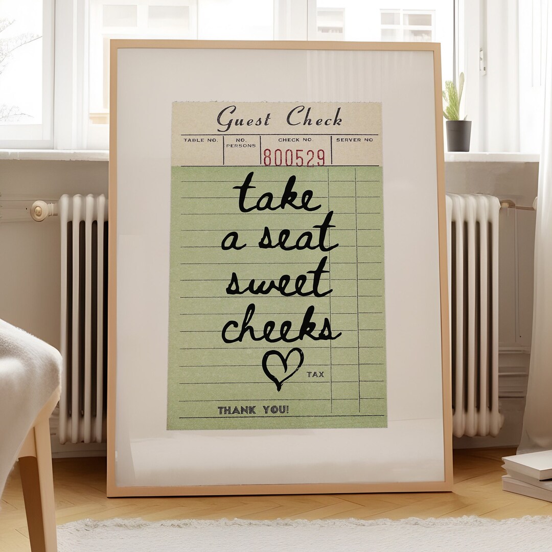 Take A Seat Sweet Cheeks Art Print Poster Guest Check Print Pink ...