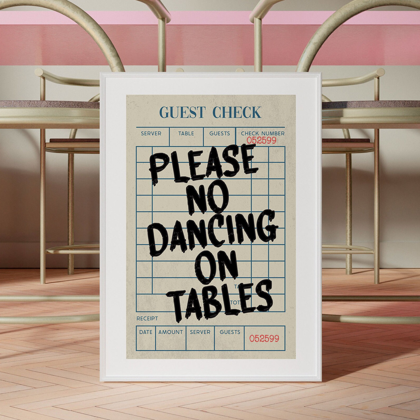 Please No Dancing on Tables Guest Check Print Art Aesthetic Kitchen ...